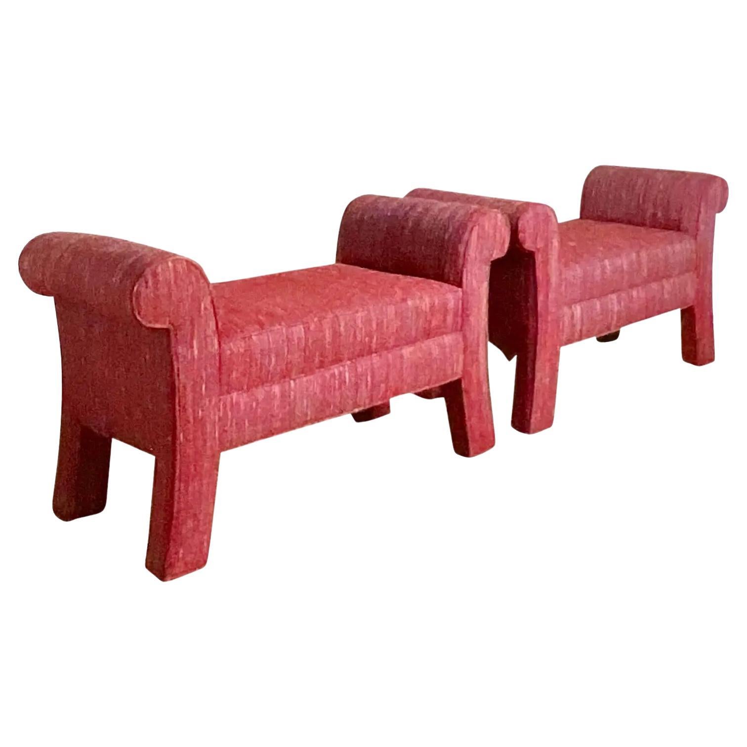 Vintage 90s Scroll Arm Custom Benches, a Pair at 1stDibs | scrolller 90s