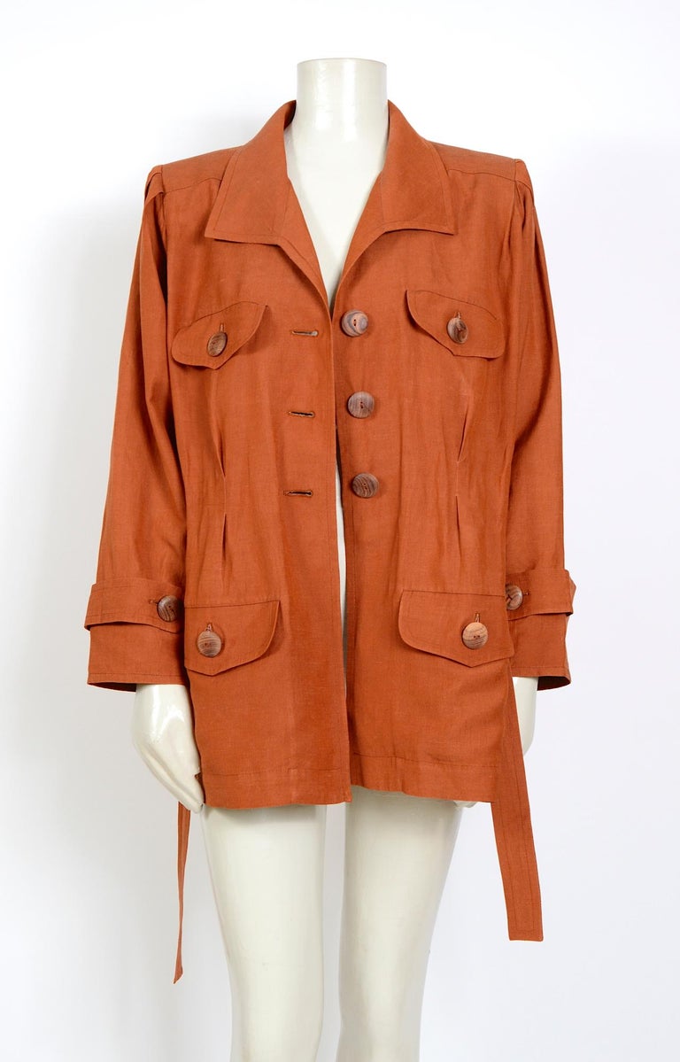 Vintage 90s Yves Saint Laurent "rive gauche" silk blend roomy safari ...