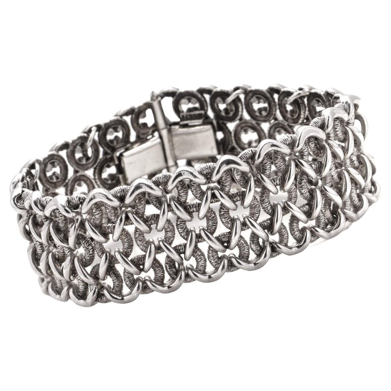 Vintage 925 link bracelet with pin clasp For Sale at 1stDibs