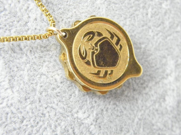 Vintage 9ct Gold Heavy Cancer Crab SOS Pendant Necklace Box Chain 375 ...