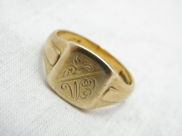 Vintage 9ct Gold Heavy Signet Ring 375 Purity Chester Assay 5.9g For ...