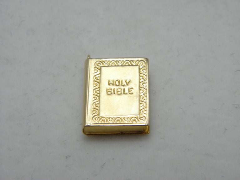 Vintage 9ct Gold Holy Bible Pendant Charm Fob c1962 375 Purity Large ...