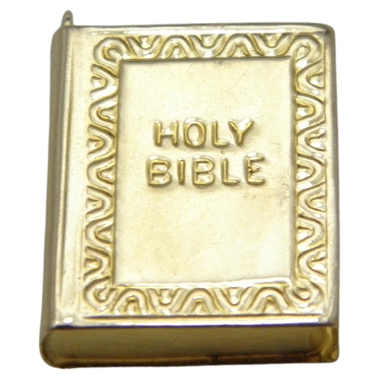 Vintage 9ct Gold Holy Bible Pendant Charm Fob c1962 375 Purity Large ...