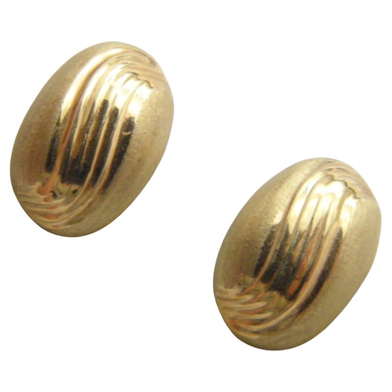 Vintage 9ct Gold Large Coffee Bean Clip On Earrings 375 Purity VGC 2.5g ...