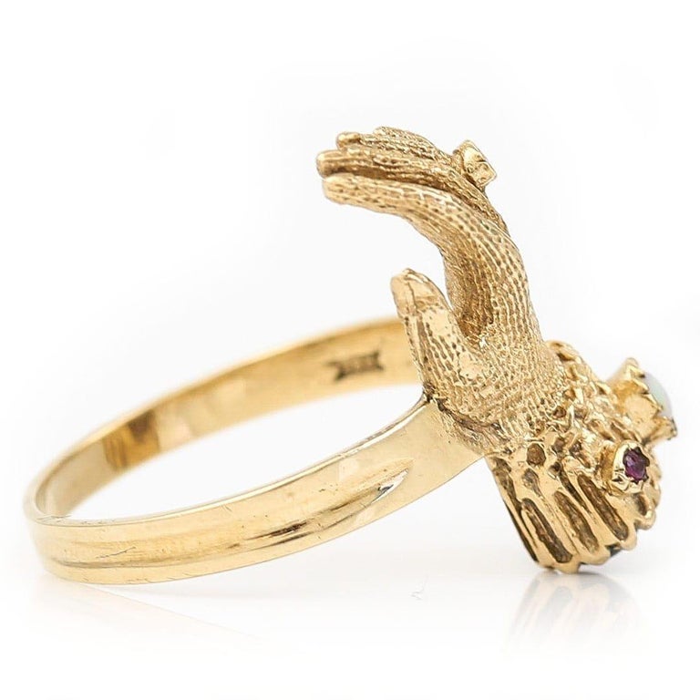 Vintage 9 Carat Gold Opal, Garnet, Ruby and Diamond Hand Ring, circa ...