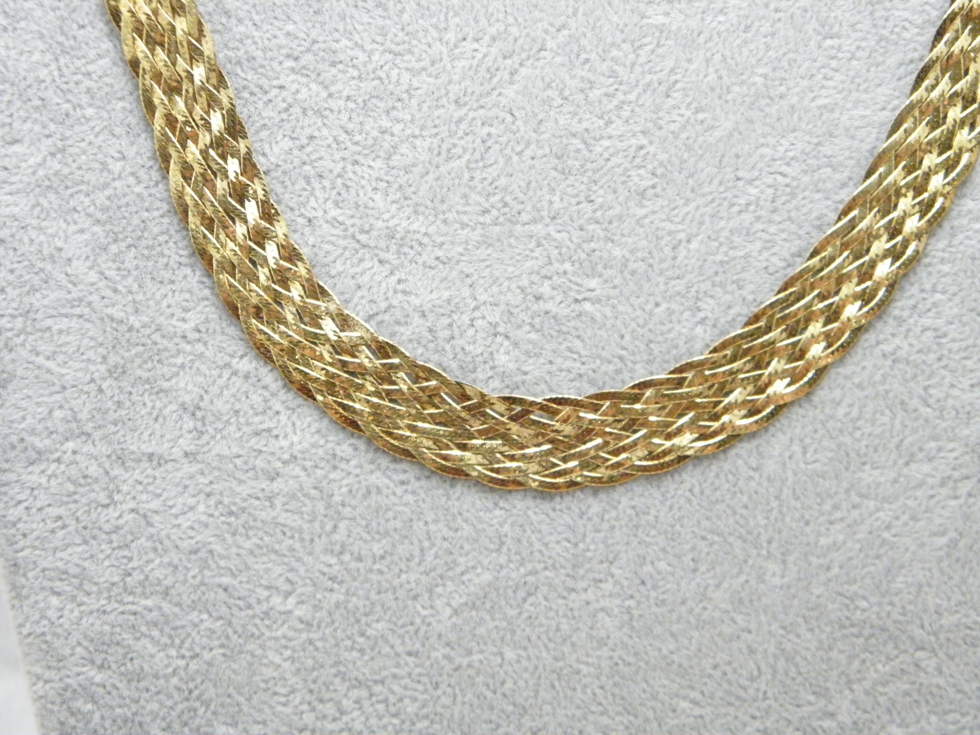 Vintage 9ct Gold Vermeil Sparkle Weave Plait Necklace Chain Choker at ...