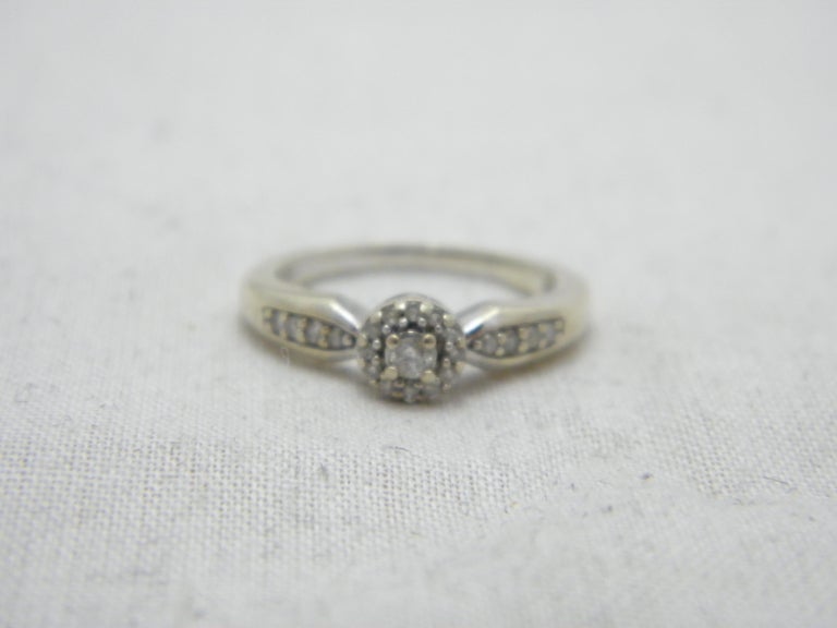 Vintage 9ct White Gold Diamond Cluster Engagement Ring 375 Purity For ...