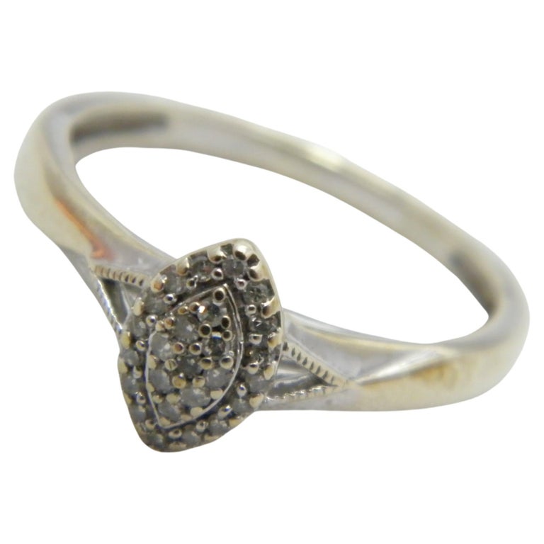 Vintage 9ct White Gold Diamond Cluster Ring 375 Purity Heavy Deco For ...