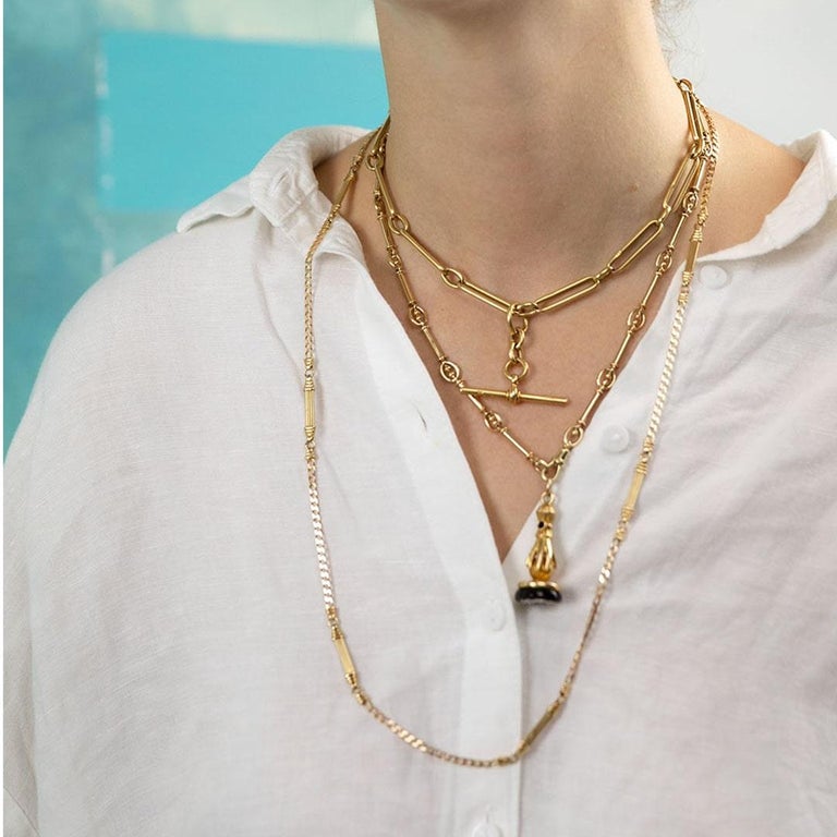 Vintage 9 Carat Yellow Gold Fancy Link Long Chain, circa 1987 For Sale ...