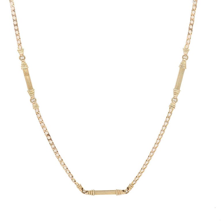 Vintage 9 Carat Yellow Gold Fancy Link Long Chain, circa 1987 For Sale ...