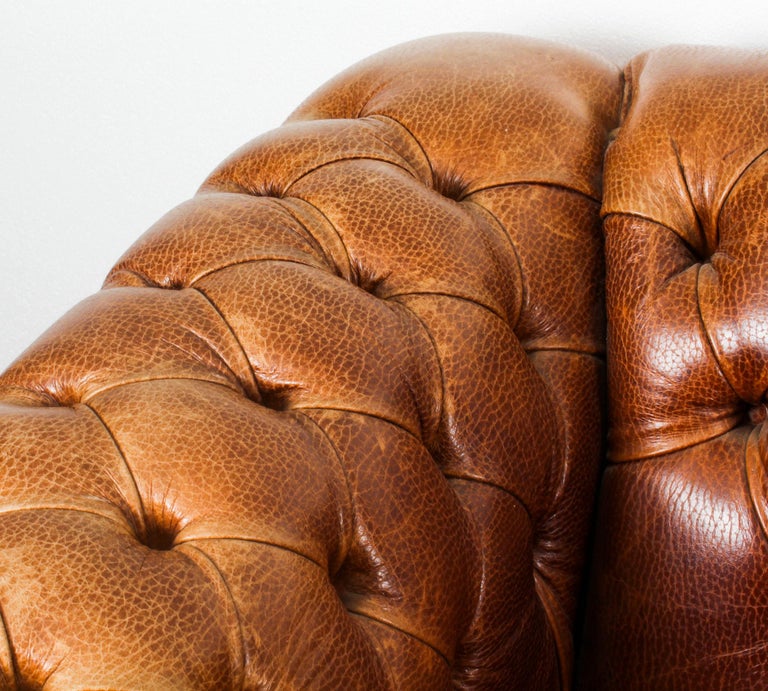 Vintage English Button Back Leather Chesterfield Sofa, Mid 20th Century ...