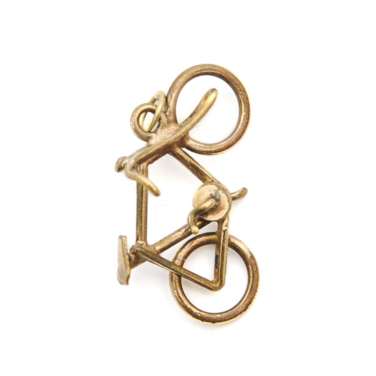 Vintage 9K Gold Bicycle Charm Pendant at 1stDibs
