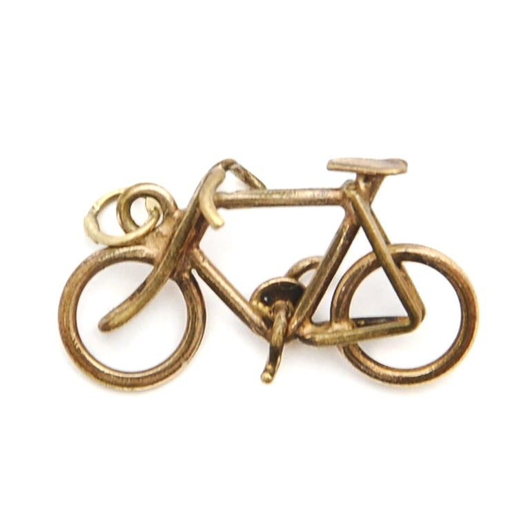 Vintage 9K Gold Bicycle Charm Pendant at 1stDibs