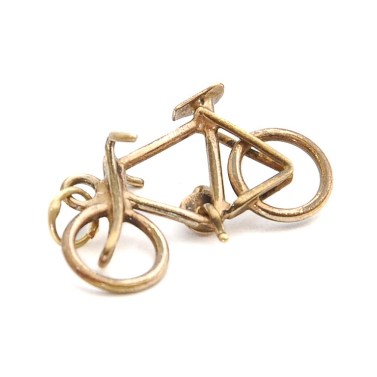 Vintage 9K Gold Bicycle Charm Pendant at 1stDibs