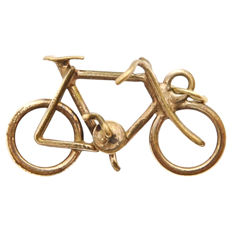 Vintage 9K Gold Bicycle Charm Pendant at 1stDibs