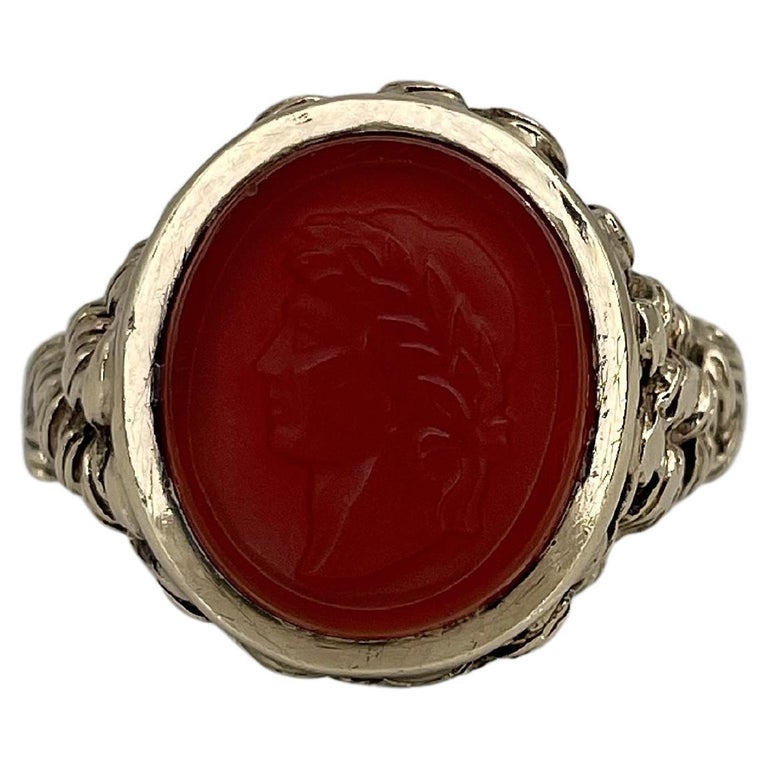 Vintage 9K Gold Carnelian Julius Ceasar Bust Intaglio Signet Ring at ...