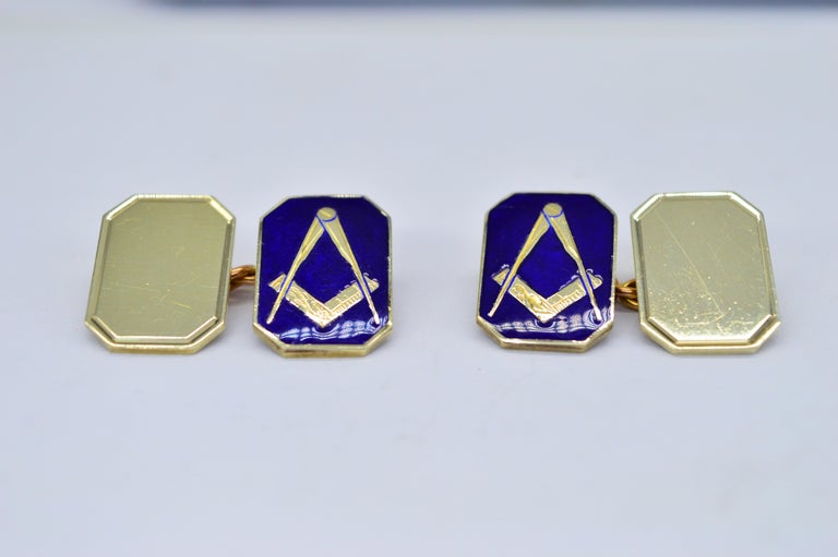 Vintage 9K Gold Enamel Freemason Masons Art Deco Classic Cufflinks Gift ...