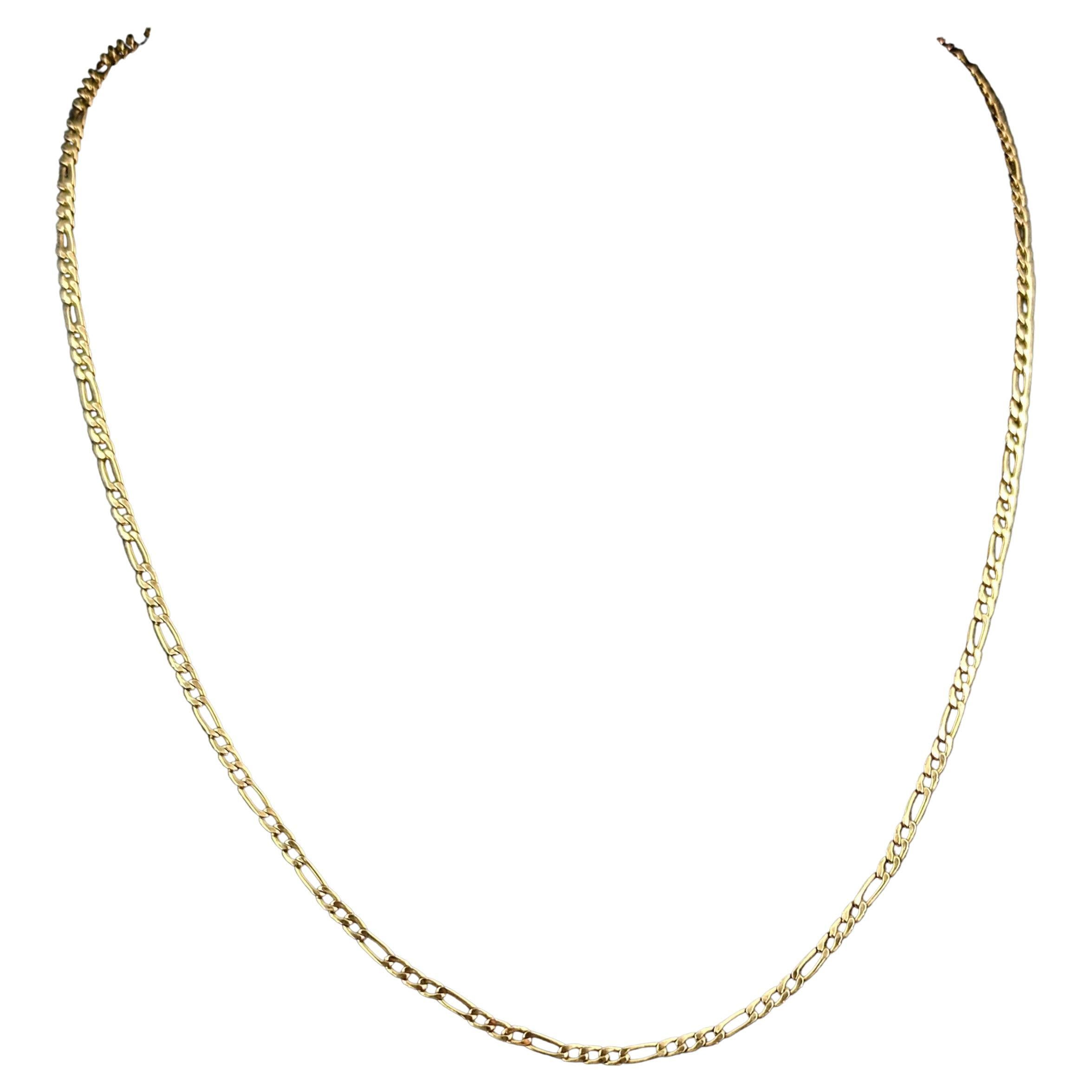 Vintage 9k gold Figaro link chain necklace For Sale at 1stDibs
