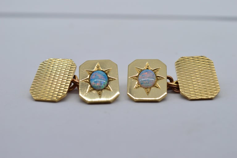 Vintage 9K Gold Opal Brutalist Art Deco Diamond Cut Luxury Statement ...