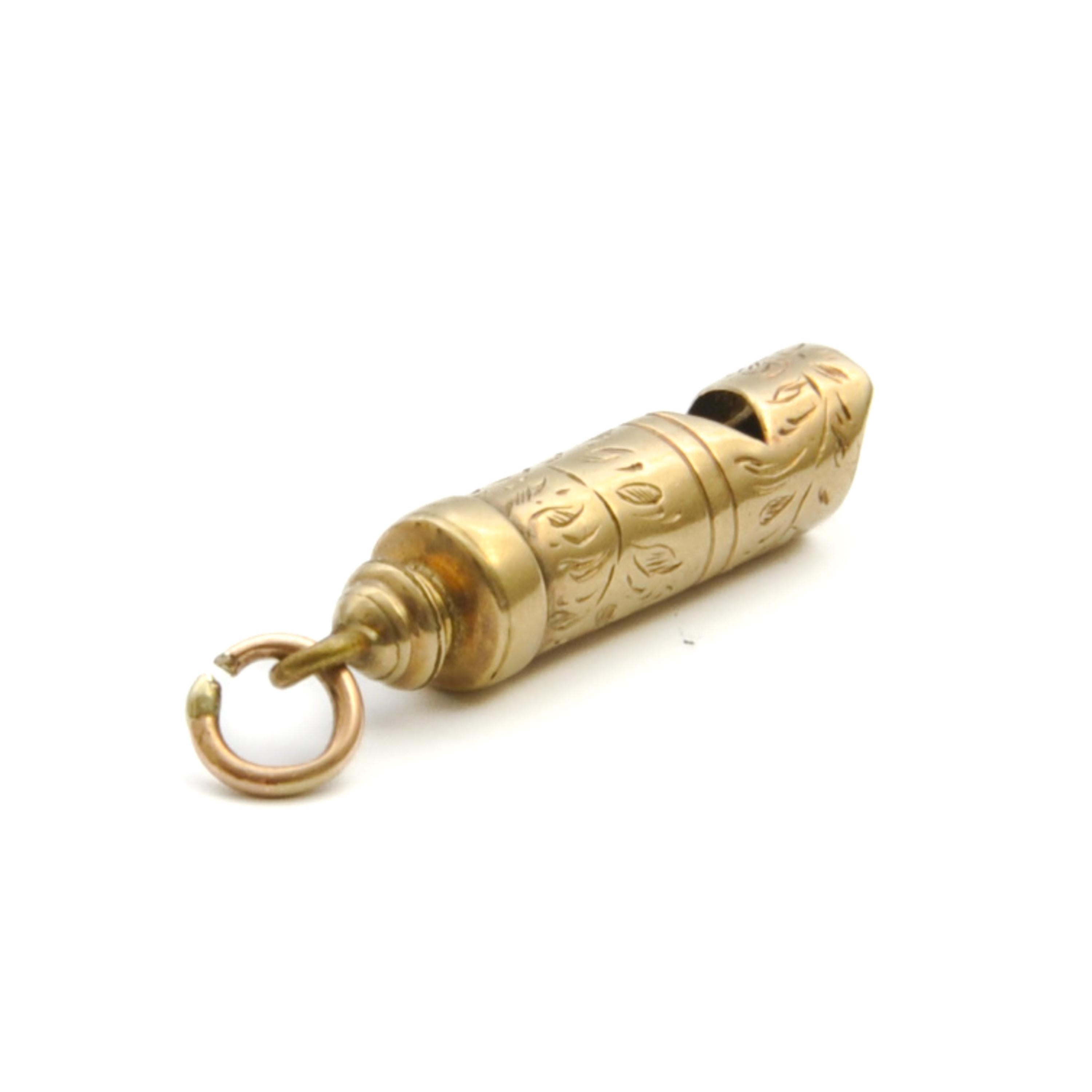 Vintage 9K Gold Whistle Charm Pendant For Sale at 1stDibs