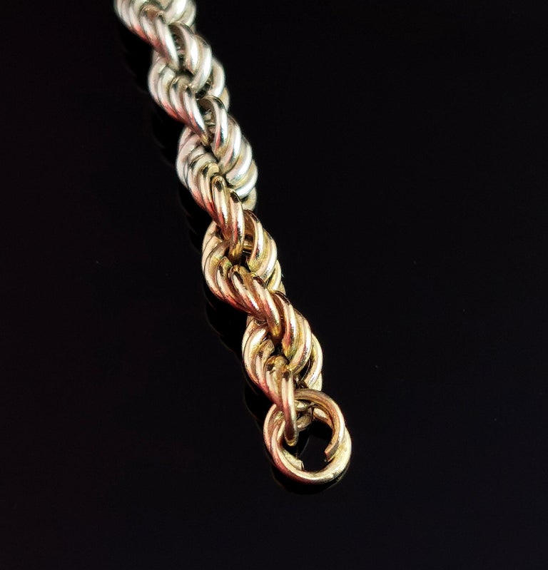 Vintage 9k Tri colour gold Rope twist chain necklace For Sale at 1stDibs