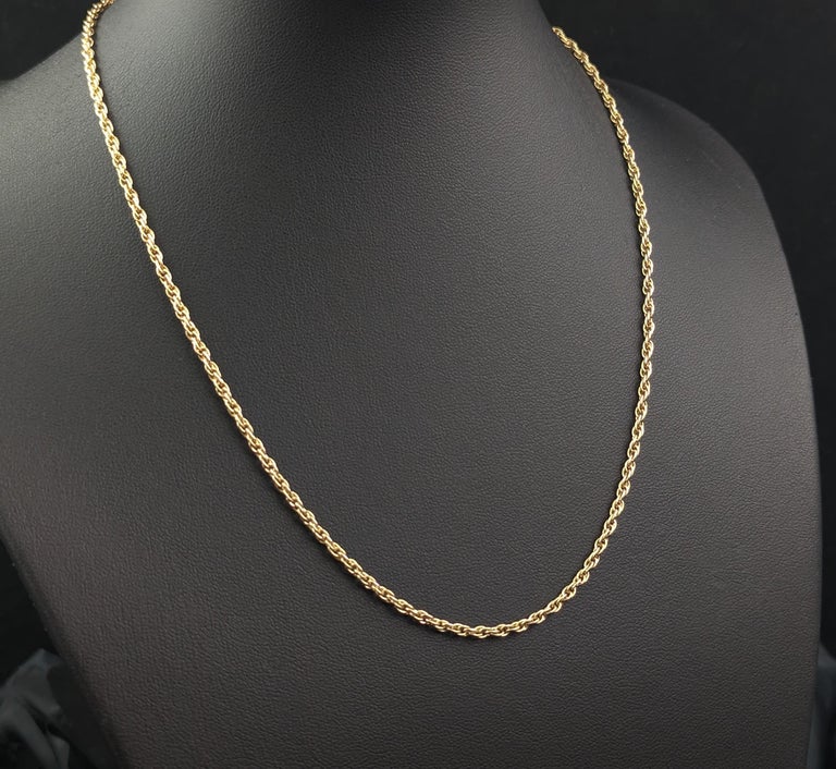 Vintage 9k Yellow Gold Fancy Link Chain Necklace For Sale at 1stDibs
