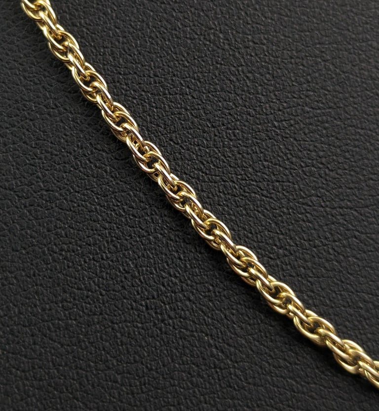 Vintage 9k Yellow Gold Fancy Link Chain Necklace For Sale at 1stDibs