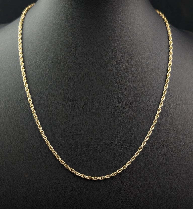 Vintage 9k Yellow Gold Fancy Link Chain Necklace For Sale at 1stDibs