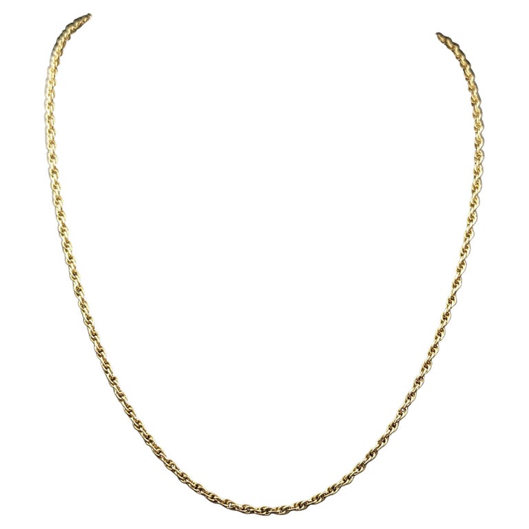 Vintage 9k Yellow Gold Fancy Link Chain Necklace For Sale at 1stDibs