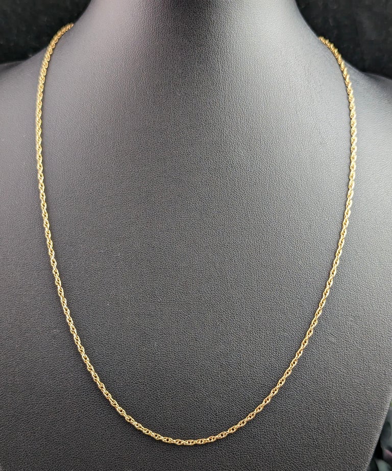 Vintage 9k Yellow Gold Fancy Link Chain Necklace, Open Rope Chain For ...