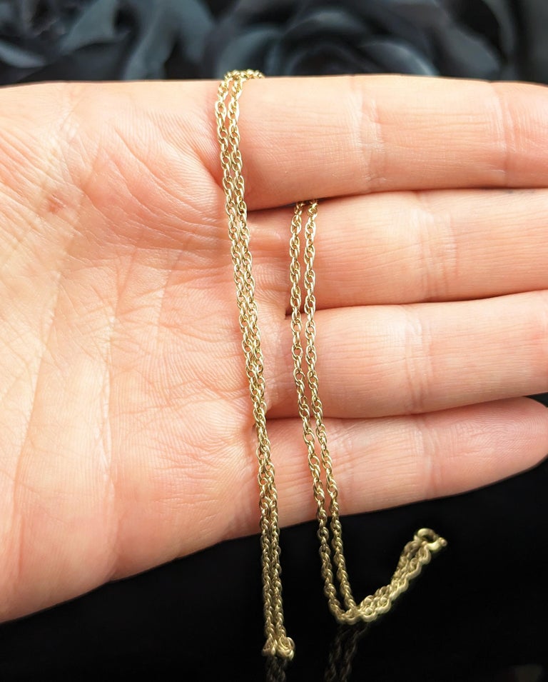 Vintage 9k Yellow Gold Fancy Link Chain Necklace, Open Rope Chain For ...
