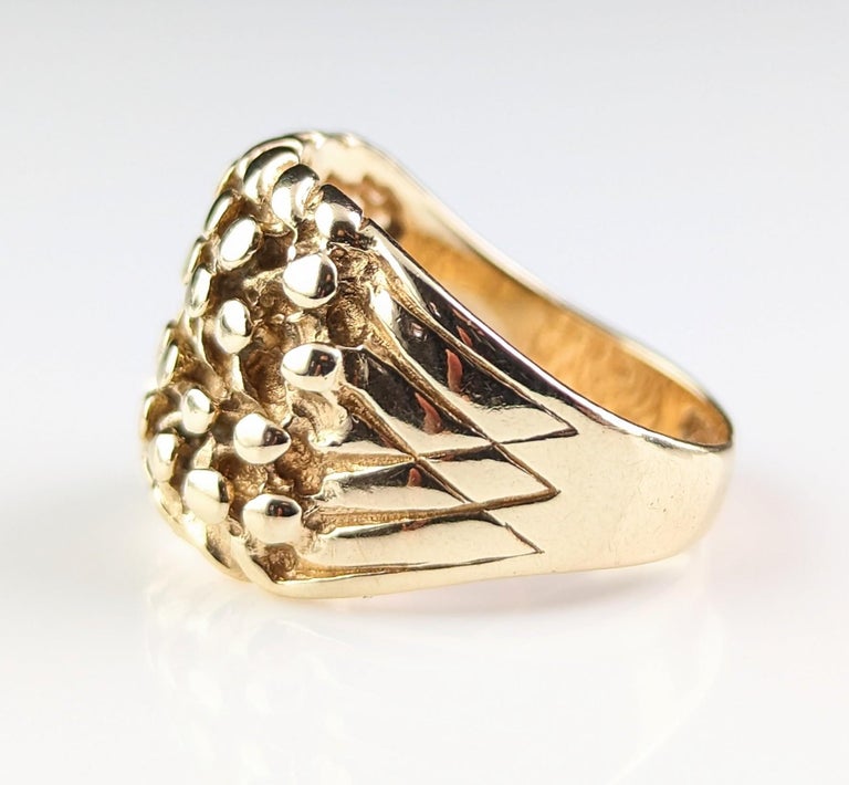 Vintage 9k Yellow Gold Keeper Ring, Chunky For Sale at 1stDibs