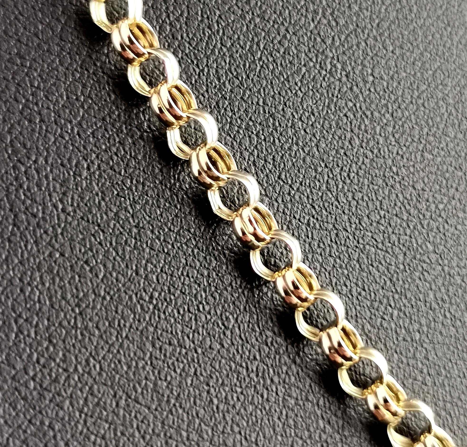 Vintage 9k Yellow Gold Rolo Link Chain Necklace, C1990s For Sale at 1stDibs