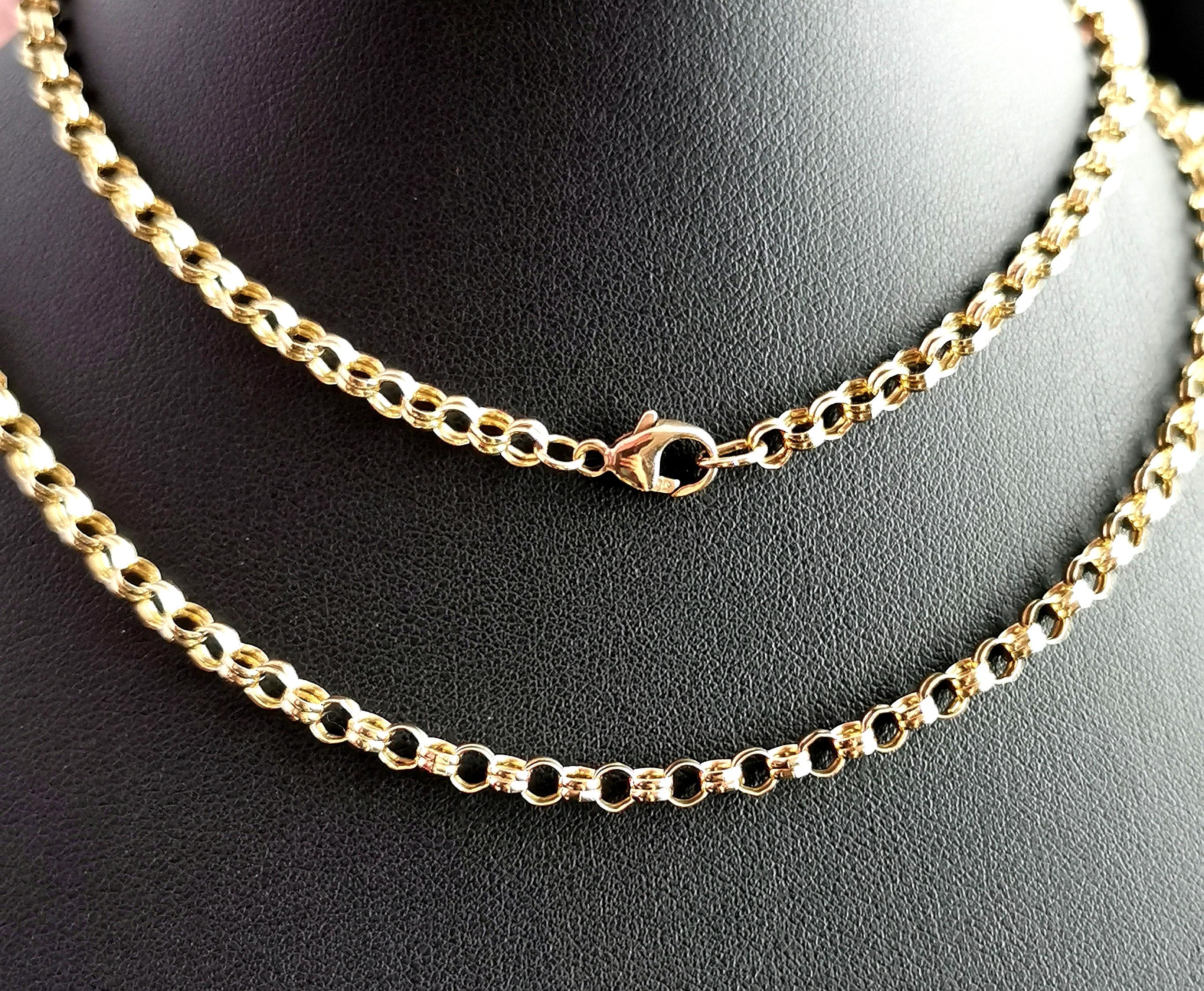 Vintage 9k Yellow Gold Rolo Link Chain Necklace, C1990s For Sale at 1stDibs