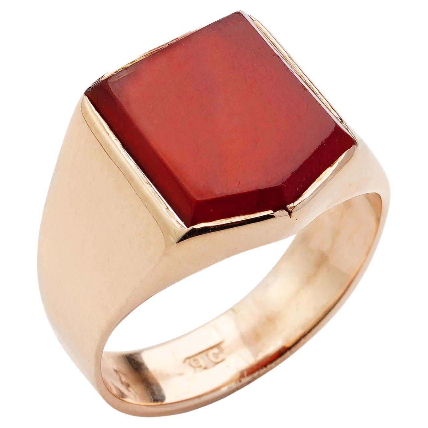 Romanov Yellow Gold Eagle Signet Ring at 1stDibs