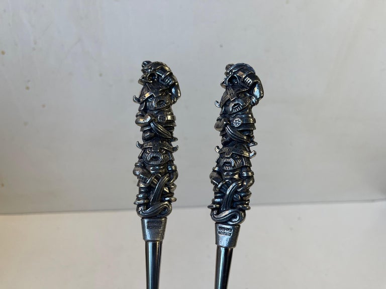 Vintage A. S. Tinn Per Viking Salad Set and Bottle Opener, Norwegian ...