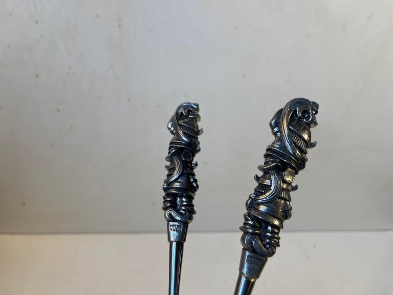 Vintage A. S. Tinn Per Viking Salad Set and Bottle Opener, Norwegian ...