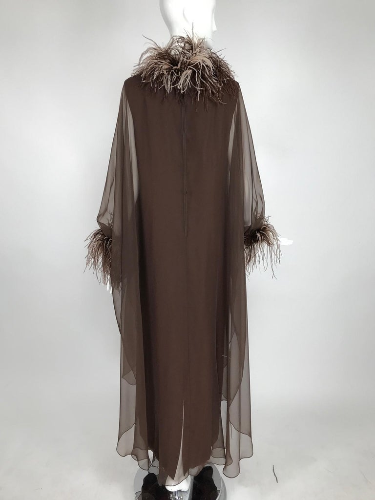 Vintage Abe Schrader Ostrich Feather Trimmed Bat Wing Caftan 1970s at ...