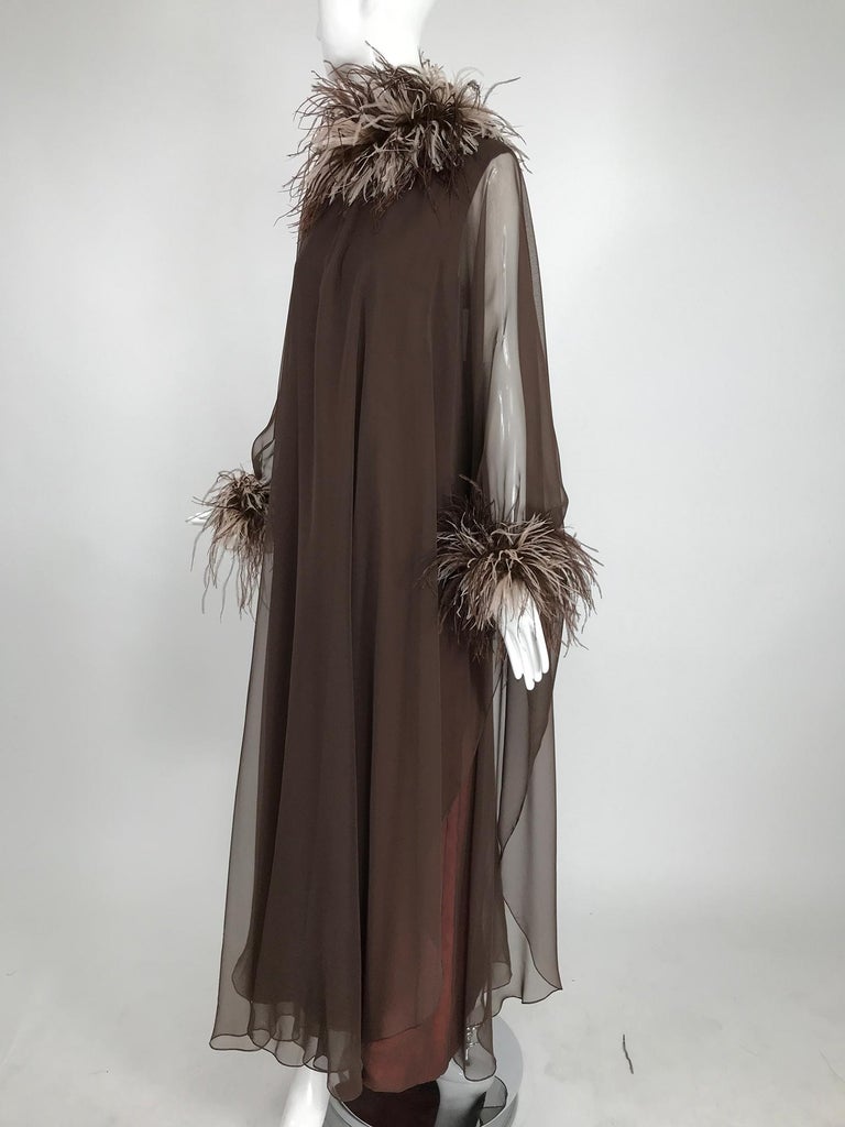 Vintage Abe Schrader Ostrich Feather Trimmed Bat Wing Caftan 1970s at ...