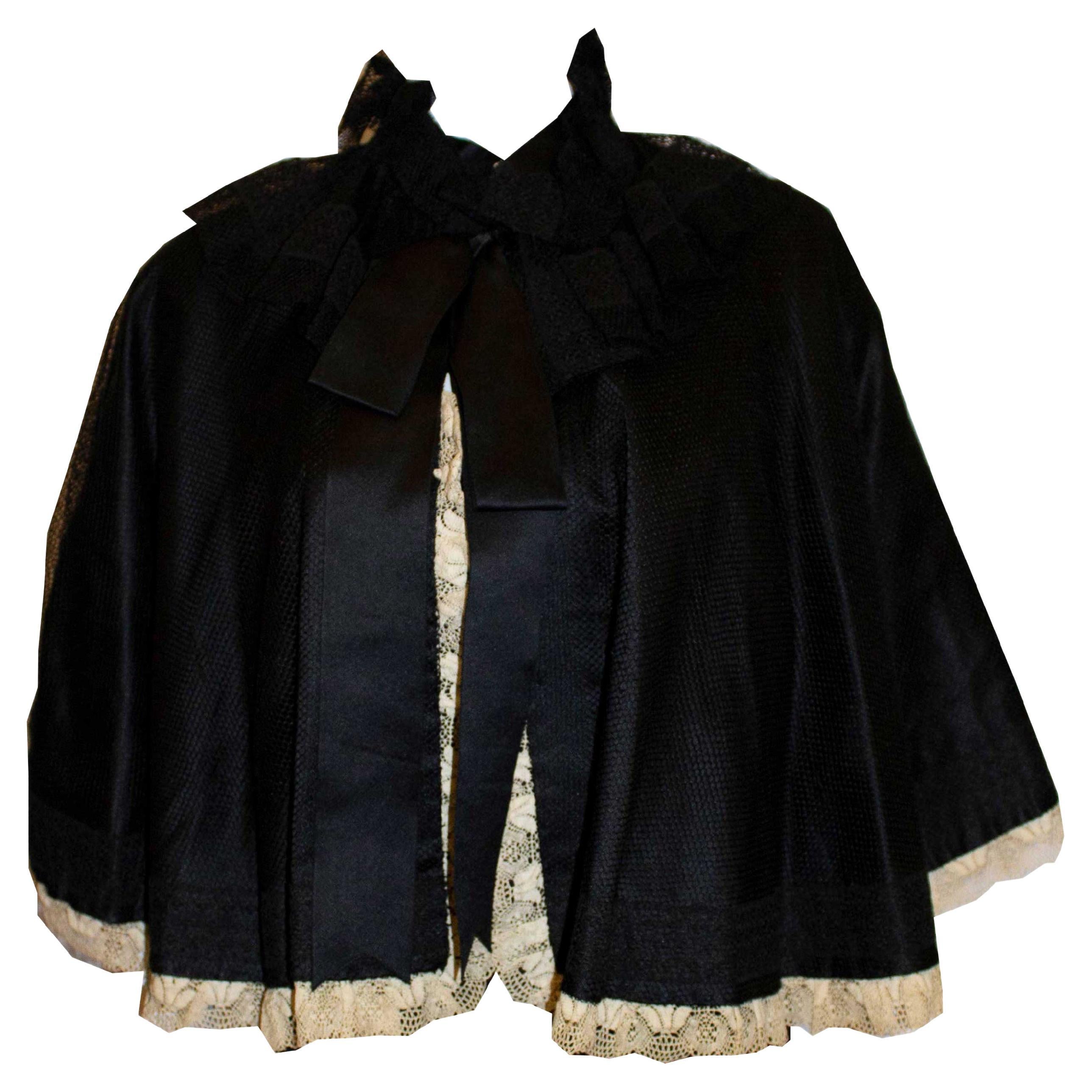 Vintage Abracadabra Black Cape with Lace Trim at 1stDibs