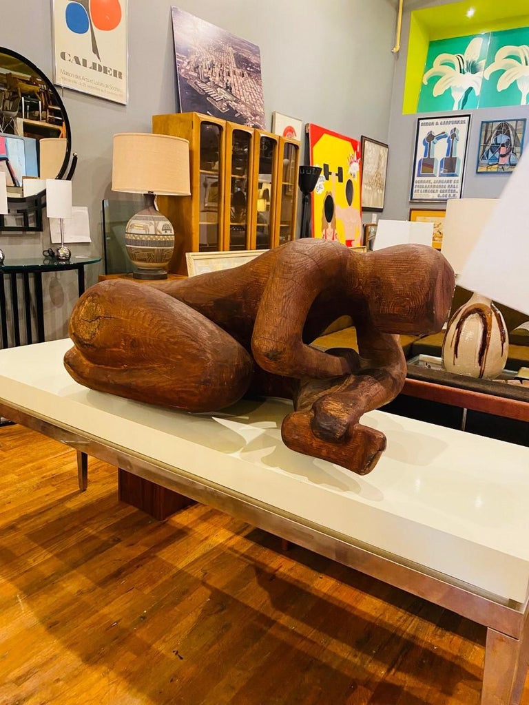 Vintage Abstract Female Figure Sculpture in the style of Henry Moore ...