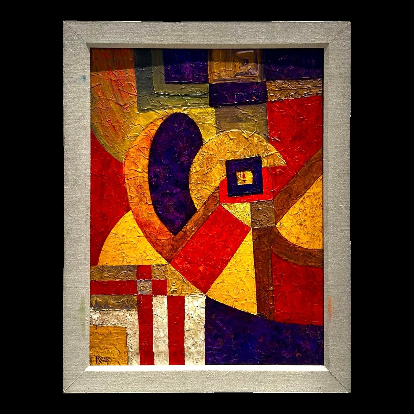 Vintage Abstract Geometric Oil Painting on Canvas Signed For Sale at ...