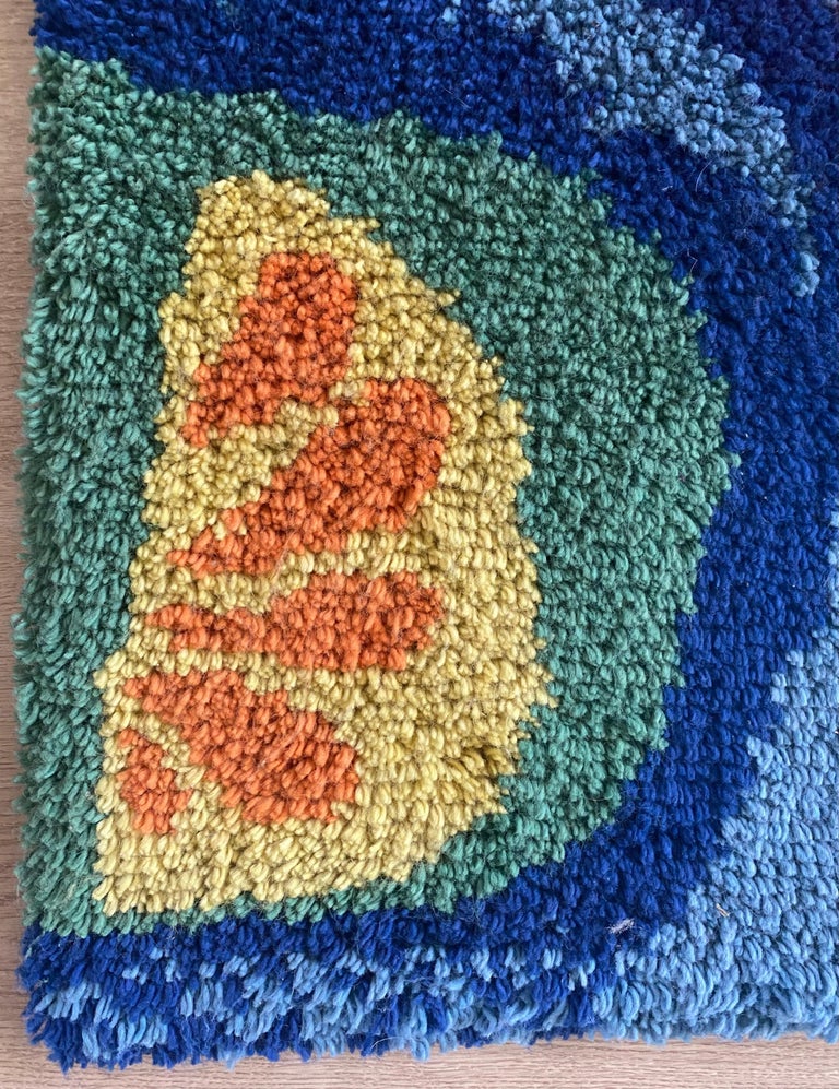 Vintage Abstract Multi-Color Czech Tapestry, Flower, circa 1970s For Sale at 1stDibs