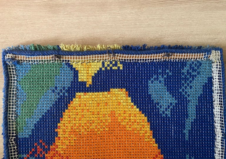 Vintage Abstract Multi-Color Czech Tapestry, Flower, circa 1970s For Sale at 1stDibs