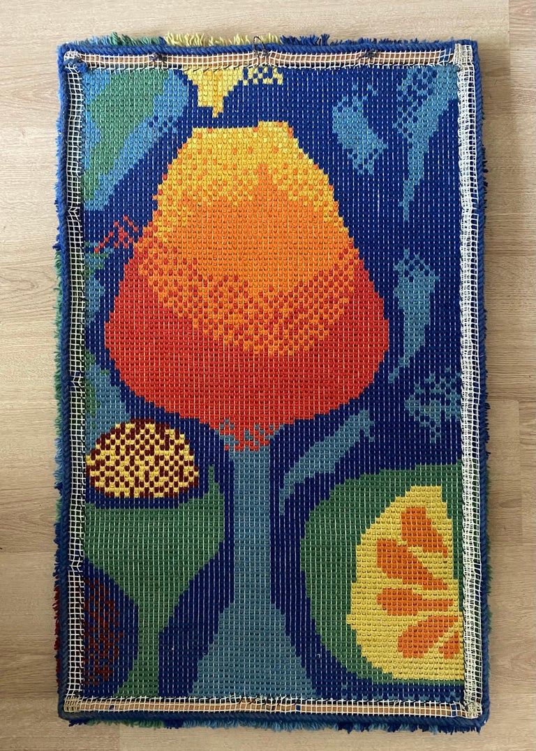 Vintage Abstract Multi-Color Czech Tapestry, Flower, circa 1970s For Sale at 1stDibs