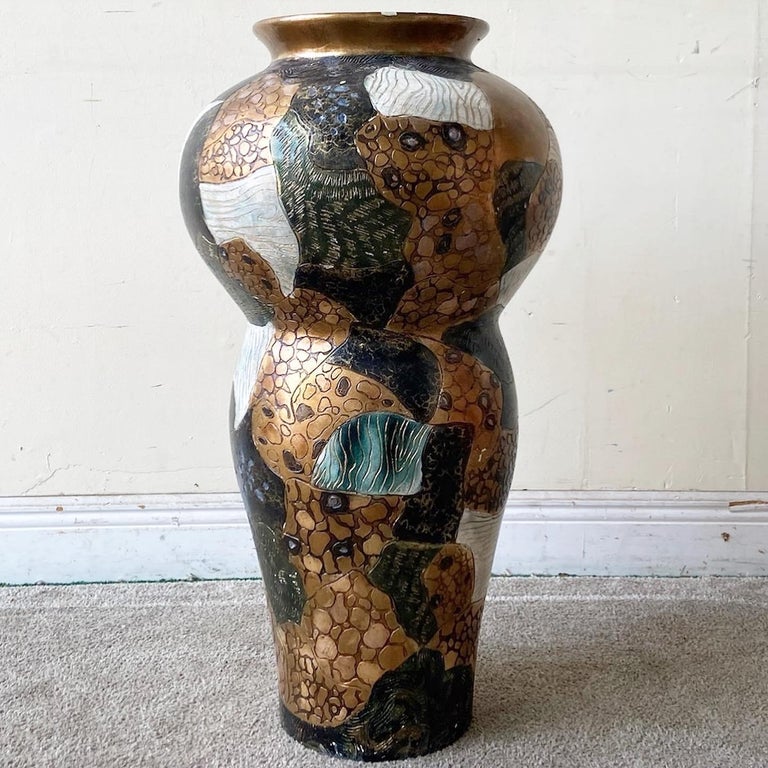 Vintage Abstract Sculpted Ceramic Floor Vase For Sale at 1stDibs