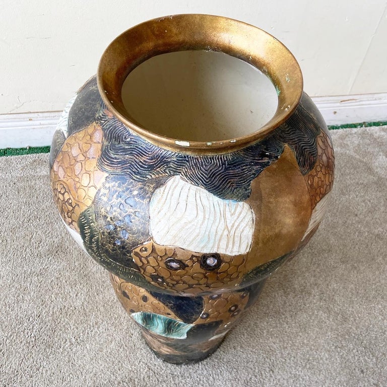 Vintage Abstract Sculpted Ceramic Floor Vase For Sale at 1stDibs