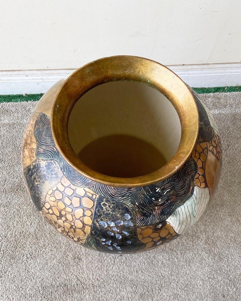 Vintage Abstract Sculpted Ceramic Floor Vase For Sale at 1stDibs