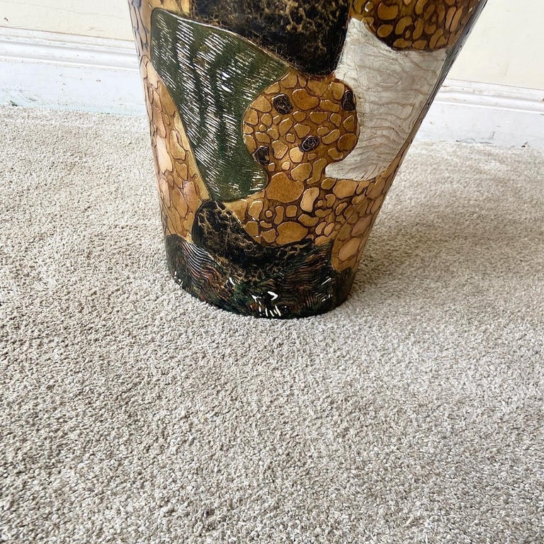 Vintage Abstract Sculpted Ceramic Floor Vase For Sale at 1stDibs