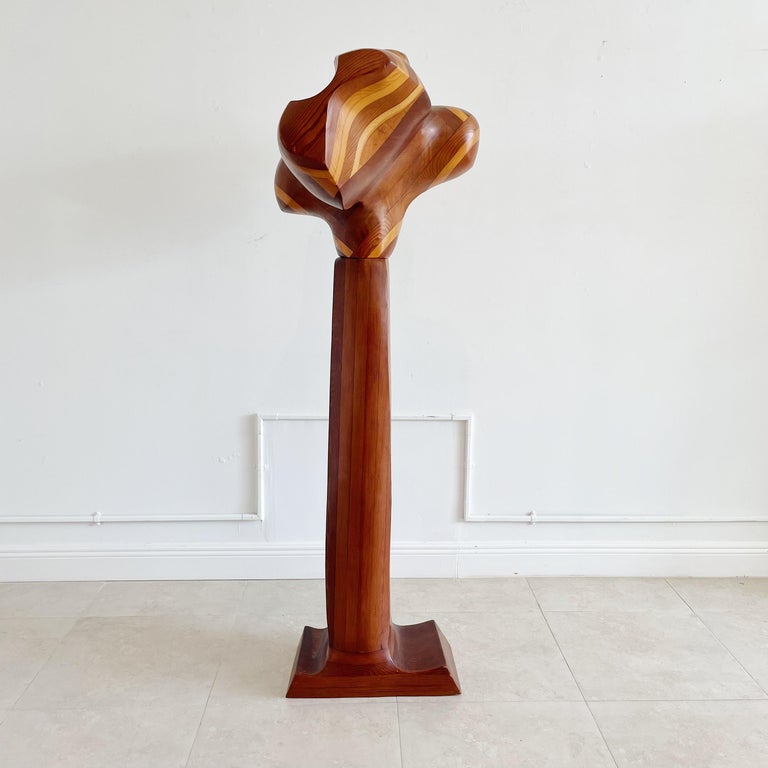 Vintage Abstract Stacked Wood Sculpture by Leonard E. Cave 'October 22 ...